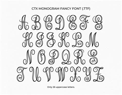 Fancy Monogram Font Svg Ttf For Cricut Monogram Font Silhouette Svg