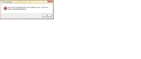 Solved Excel Cannot Complete This Task With Available Resources