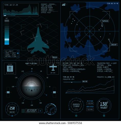 레이더 화면작동 컨트롤 패널hud Infographic 인터페이스 스톡 벡터로열티 프리 506937556