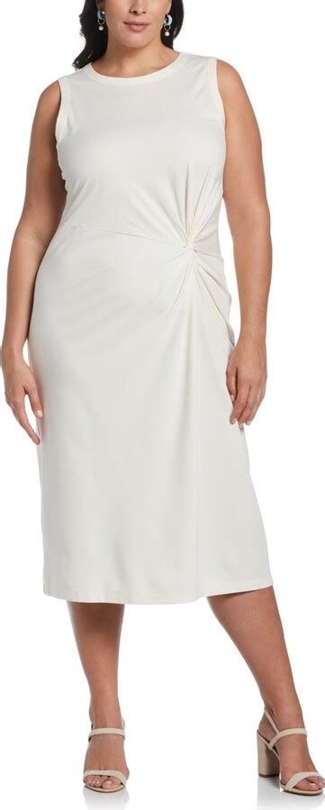 Ella Rafaella Plus Size Ponte Knit Twist Front Sleeveless Midi Dress