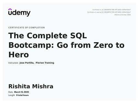 Sql Dataanalytics Learningjourney Udemy Joseportilla