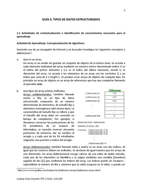 Guia 3 Tipos De Datos Estructurados Pdf