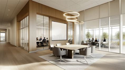 Modern Office Interior Featuring Collaborative Spaces And Meeting Rooms In A Bright Environment