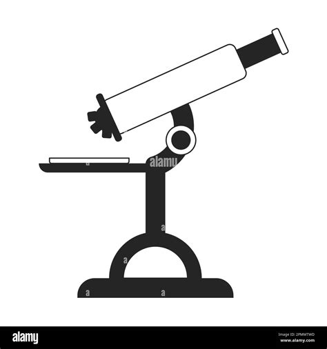 Professional Laboratory Microscope Flat Line Black White Vector Object Stock Vector Image And Art