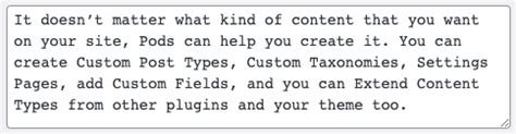 Plain Paragraph Text Field Pods Docs