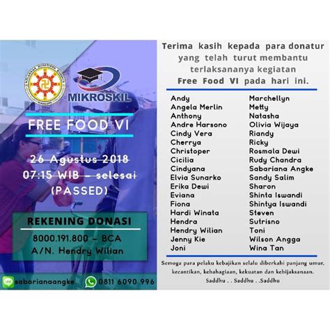 Free Food Kmb Mikroskil Agustus Minggu Agustus Terima Kasih