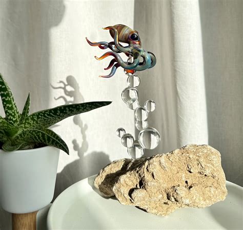 Octopus Handmade Glass Octopus Sculpture Glass Bubbles Home Decor Fine
