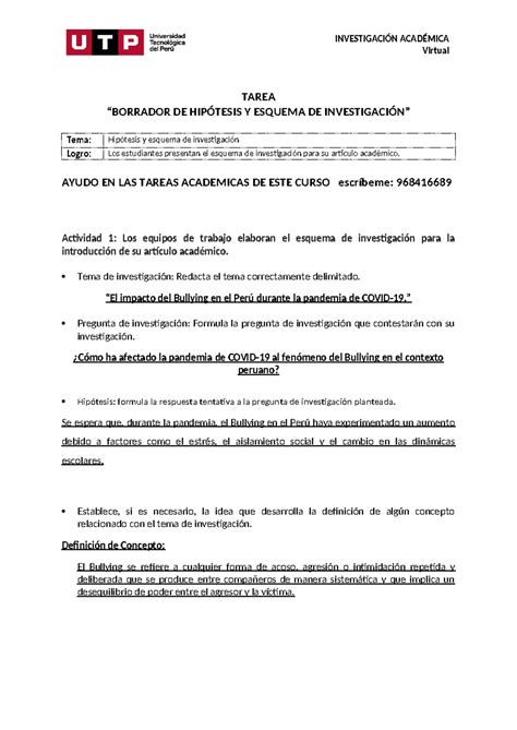 Semana 9 Borrador de hipótesis y esquema de investigación