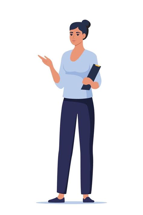 Woman Introduce Show And Present Something Business Speaker Standing