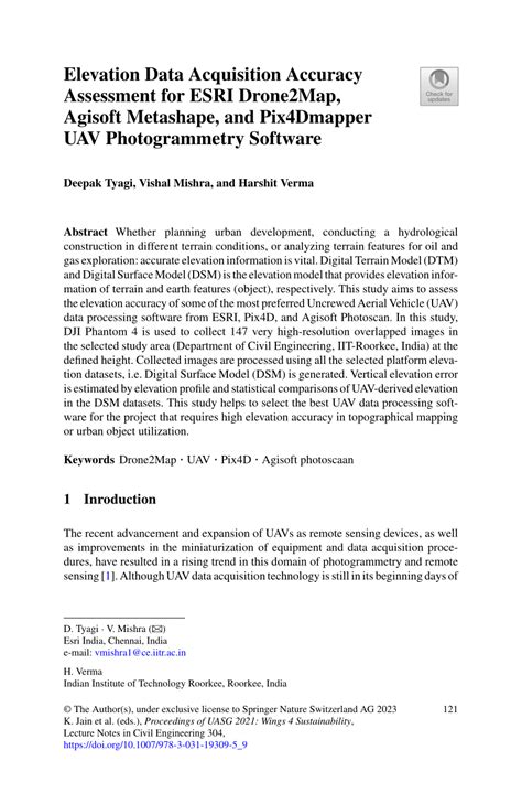 Pdf Elevation Data Acquisition Accuracy Assessment For Esri Drone2map Agisoft Metashape And