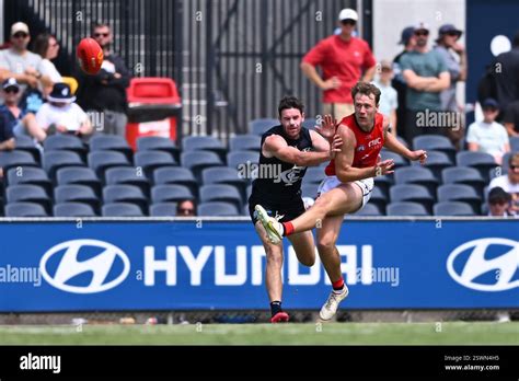 Melbourne, Australia. 22nd Feb, 2025. Jack Macrae of St Kilda (right ...