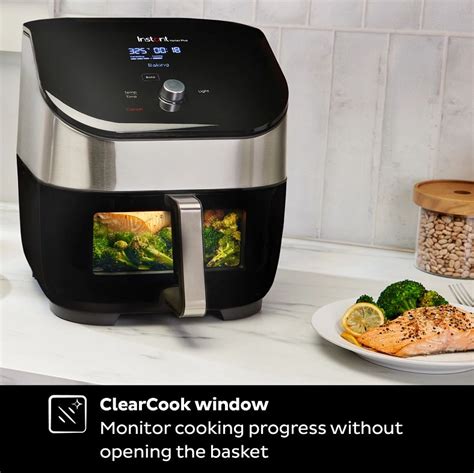 Instant Vortex Plus 6 Quart Stainless Steel Air Fryer With ClearCook
