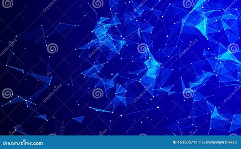 Abstract Digital Blue Background Plexus Effect Network Connection