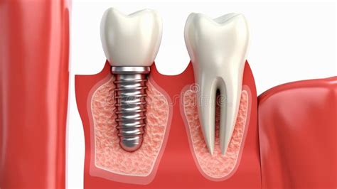 Comparison Of Dental Implant Vs Natural Tooth Medical Illustration