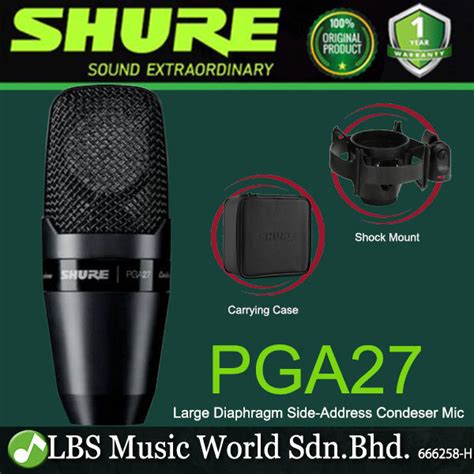 Shure Pga27 Cardioid Large Diaphragm Side Address Condenser Microphone