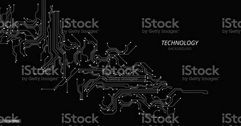 Schéma De Circuit Blanc Technologique Sur Fond Noir Vecteurs Libres De Droits Et Plus Dimages