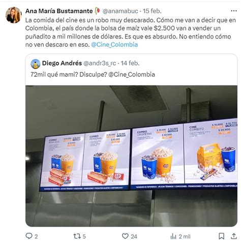 Usuarios En Redes Furiosos Por Los Altos Precios De La Comida En Los Cines Colombianos Es Un