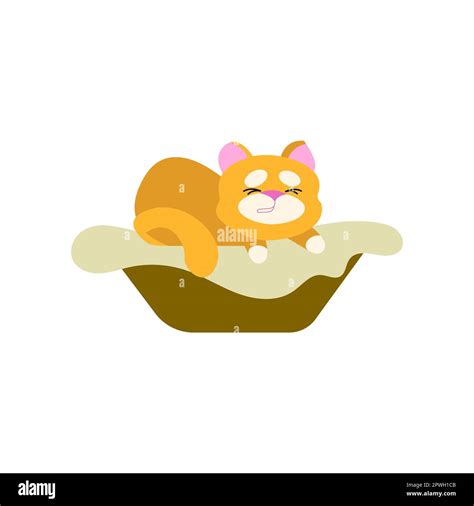 Old Cat Cartoon Character Sleeping Vector Illustration Stock Vector