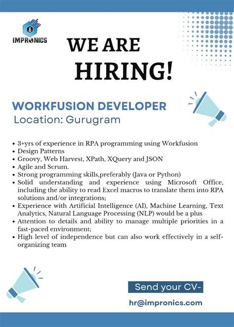 Impronics Technologies On Linkedin Workfusion Developer Hiringnow