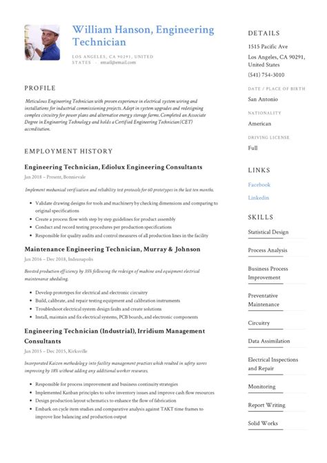 Engineering Technician Resumes Examples For