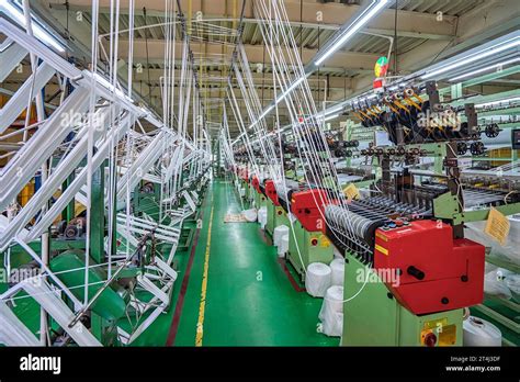Elastic Weaving Workshop At Textile Factory In Industrial Zone In Ho
