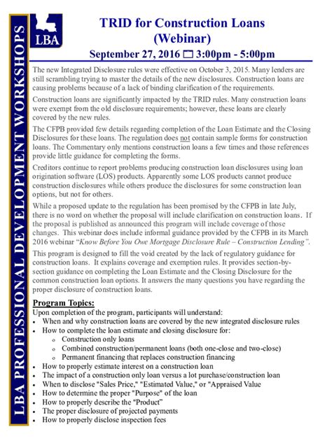 Fillable Online The New Tila And Respa Integrated Disclosure Rule Trid Fax Email Print