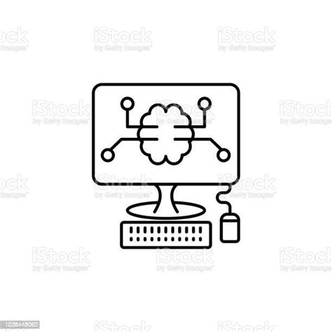 智慧電腦數位腦概念線圖示簡單的元素插圖智慧電腦數位腦概念輪廓符號設計的人工智慧集向量圖形及更多互聯網圖片 互聯網 人工智能 人工造的