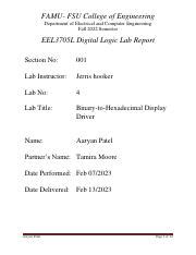EEL L Lab Binary To Hexadecimal Display Driver Report Course Hero