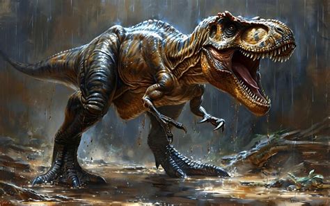 Premium Photo Big Dinosaur Ferociously Attacking With His Mouse