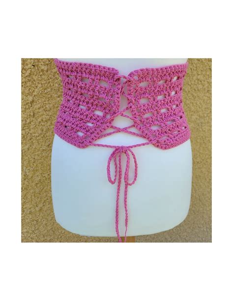 Crop Top Rose Réalisé à La Main Au Crochet Taille Xs S M L Xl Ou Xll