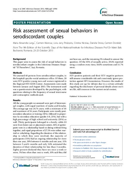Pdf Risk Assessment Of Sexual Behaviors In Serodiscordant Couples