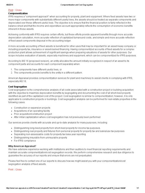 Componentization And Cost Segregation Pdf International Financial