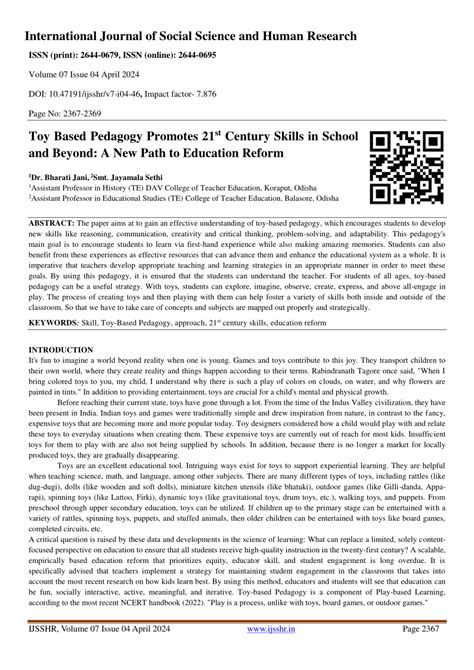 Pdf Toy Based Pedagogy Promotes 21st Century Skills In School And