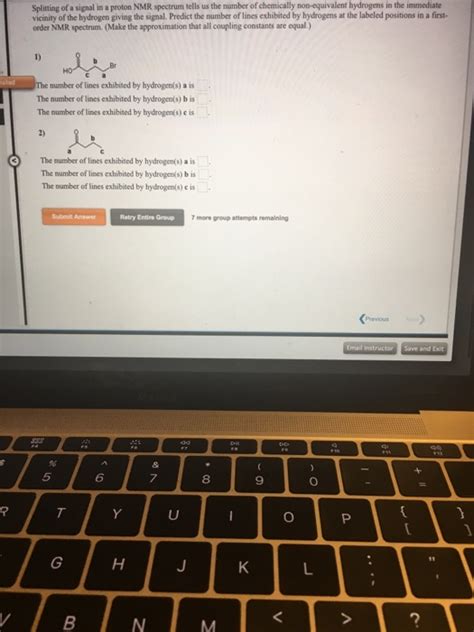 Solved Splitting Of A Signal In A Proton Nmr Spectrum Tells