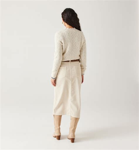 Corduroy Midi Skirt Ecru