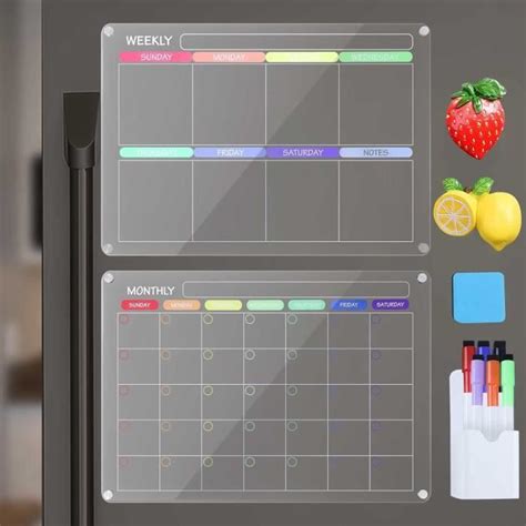 Pièces Calendrier Magnétique Frigo Transparent Calendrier En Acrylique Magnétique Calendrier