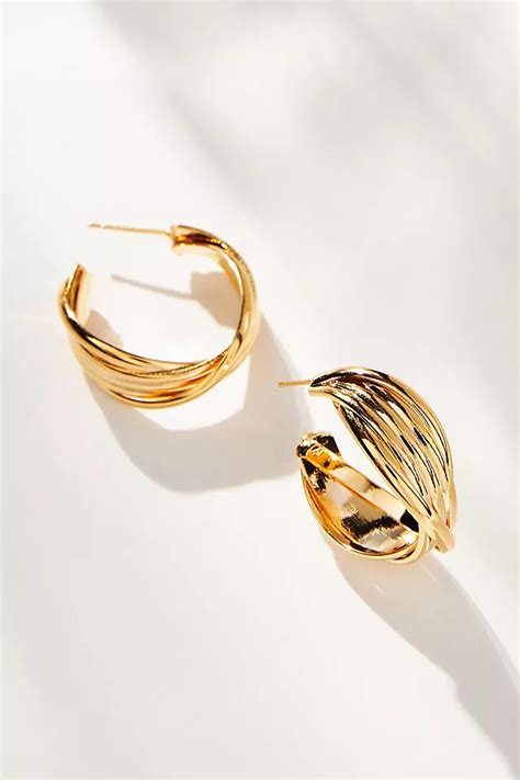 Ribbon Overlap Hoop Earrings Anthropologie