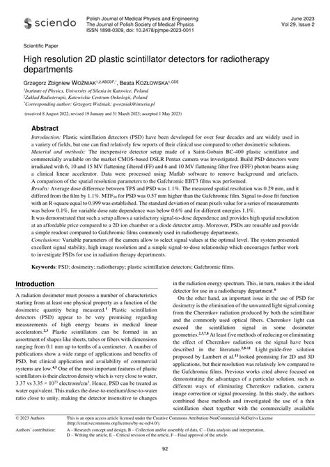 Pdf High Resolution D Plastic Scintillator Detectors For