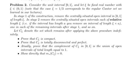 Solved Problem 2 Consider The Unit Interval 01 And Let