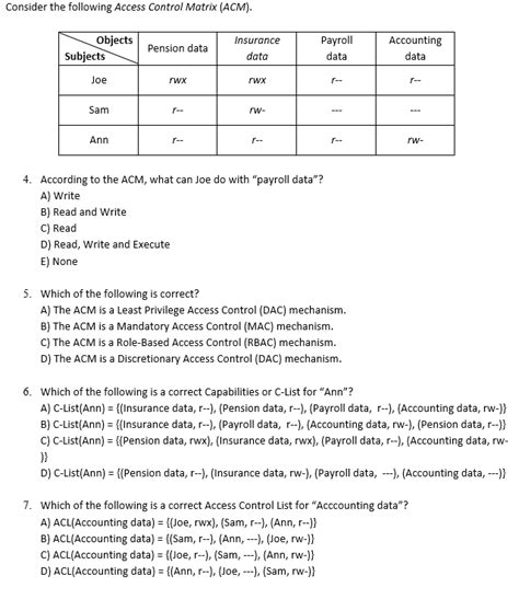 solved consider the following access control matrix acm