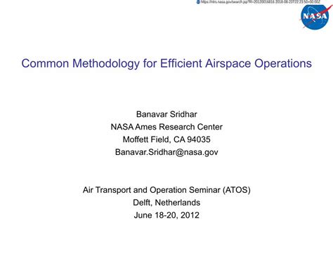 Pdf Common Methodology For Efficient Airspace Operations · Common