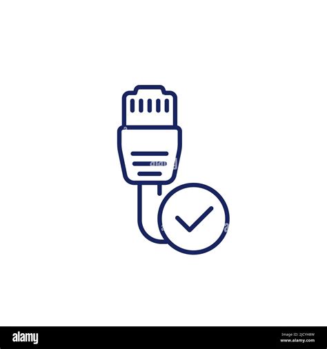 Ethernet Cable And Check Mark Line Icon Stock Vector Image And Art Alamy