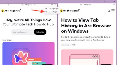 How To Open Tabs In Split View In Arc Browser On Windows