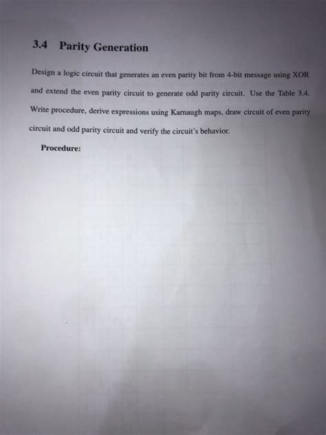 Solved Parity Generation Design A Logic Circuit That Chegg