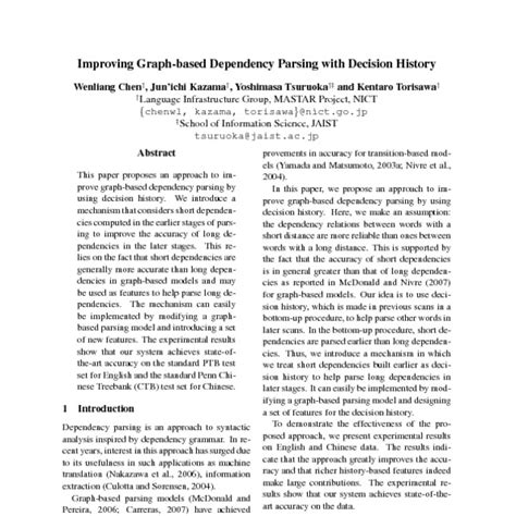 Improving Graph Based Dependency Parsing With Decision History Acl