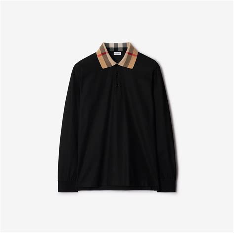 Cotton Polo Shirt In Black Men Burberry® Official