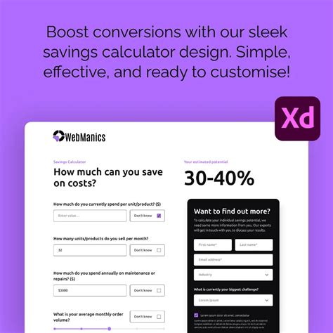 Savings Calculator Adobe Xd Series 1 Webmanics