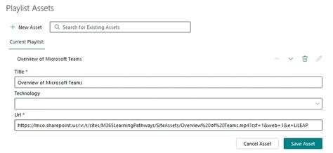 Not A Content Pack Edits To A Custom Category Playlist Asset Within Microsoft Learning