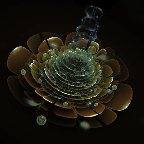 Dark Fractal Flower Digital Artwork For Creative Graphic Design Stock