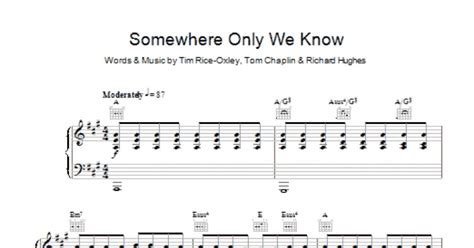 Somewhere Only We Know Piano Vocal Guitar Chords Sheet Music